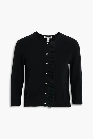 Autumn Cashmere Ruffled Cashmere Cardigan - Black
