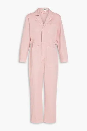 ALEX MILL Alex Mill Cropped Herringbone Cotton Jumpsuit Baby Pink