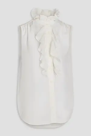 FRAME Ruffled Silk Crepe De Chine Top