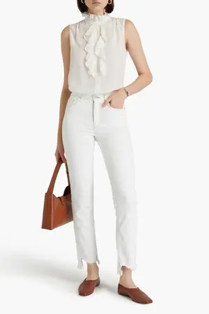FRAME Ruffled Silk Crepe De Chine Top
