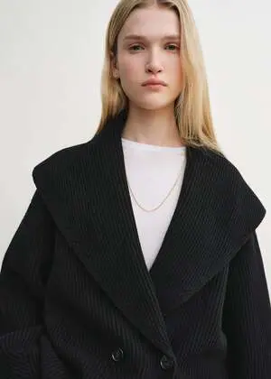 TOTEME Shawl-lapel Heavy Knit Cardigan - Black