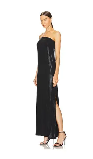 Norma Kamali Strapless Tailored Gown With Slit - Black