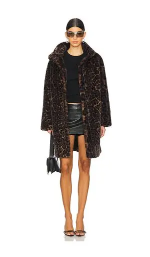 Apparis Blair Leopard Mid-length Coat - Dark Leopard