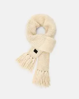 ALLSAINTS Amber Mixed Knitted Scarf Ecru White