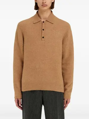 FERRAGAMO Knitted Polo Shirt - Brown