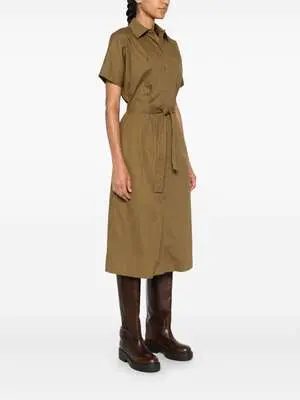 A.p.c. Cotton Twill Shirt Midi Dress - Green