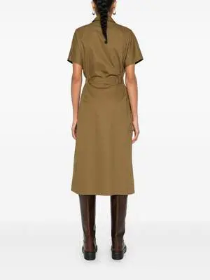 A.p.c. Cotton Twill Shirt Midi Dress - Green