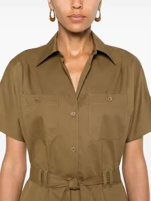 A.p.c. Cotton Twill Shirt Midi Dress - Green