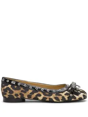 GANNI Printed Eyelet-detail Ballet Flats
