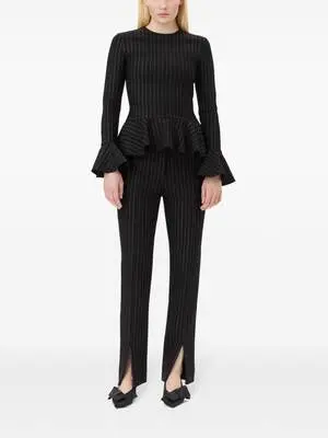 GANNI Pinstriped Peplum Blouse
