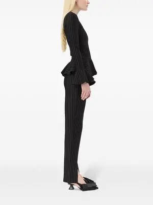 GANNI Pinstriped Peplum Blouse