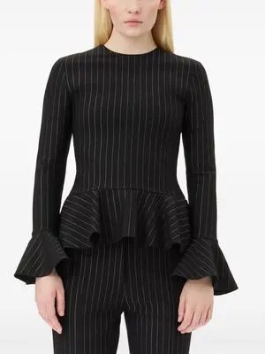 GANNI Pinstriped Peplum Blouse