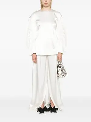 JIL SANDER Pleated Wide Leg Trousers - White