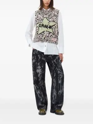 GANNI Painterly-print Palazzo Trousers