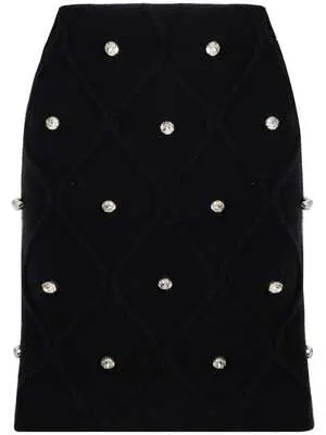 Ports 1961 Crystal Embellished Knit Skirt - Black