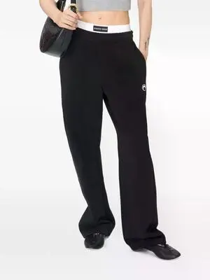 MARINE SERRE Embroidered Fleece Track Pants - Black