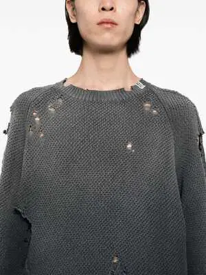 Mihara Yasuhiro Distressed Cable Knit Sweater In Black - 38% Off