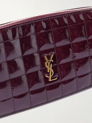 Saint Laurent Cassandre Mini Matelassé Vinyl Clutch - Burgundy