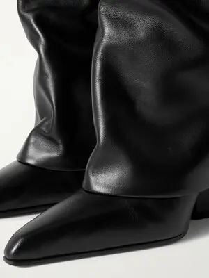 Paris Texas Jane Folded Leather Knee Boots - Black