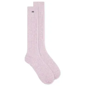 GANNI Chunky Cotton Blend Socks - Pink Lavender