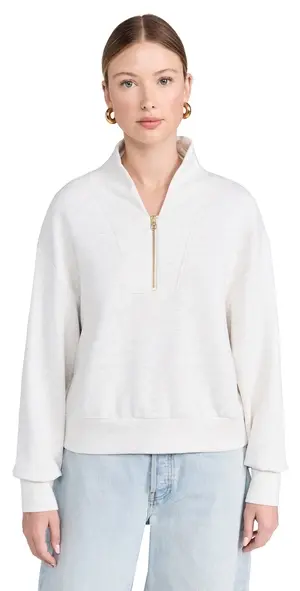 Varley Davidson Quarter Zip Sweatshirt - Ivory Marl