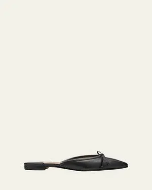 Manolo Blahnik Lambskin Ballerina Mules - Black