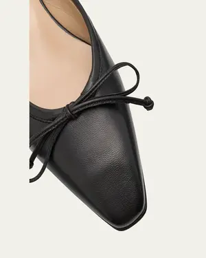 Manolo Blahnik Lambskin Ballerina Mules - Black