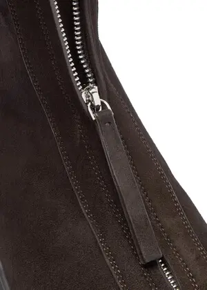 THE ROW Zipped Suede Ankle Boots - Dark Brown