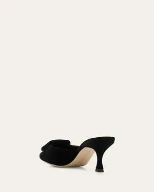 Manolo Blahnik Maysale Velvet Mule Pumps - Black