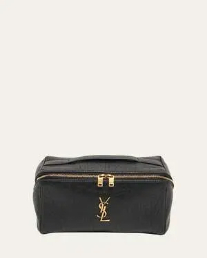 Saint Laurent Vanity Case In Grained Leather - Noir
