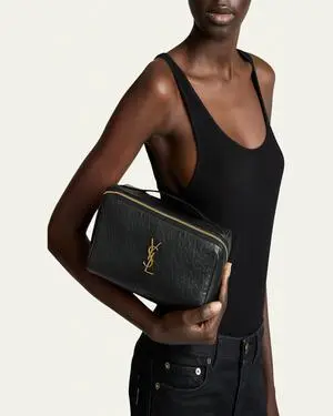 Saint Laurent Vanity Case In Grained Leather - Noir