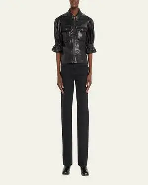 Cinq À Sept Holly Cropped Vegan Leather Jacket - Black