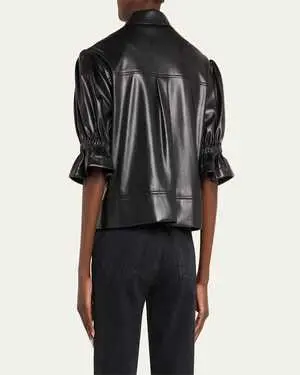 Cinq À Sept Holly Cropped Vegan Leather Jacket - Black