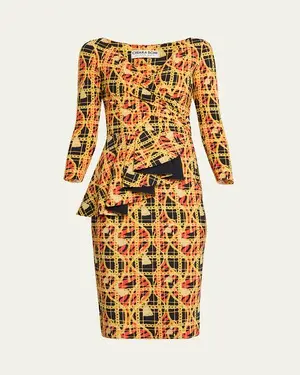 bodycon dress and sweater Chic Chain Print Ruched Bodycon Dress – Kangir main image 1