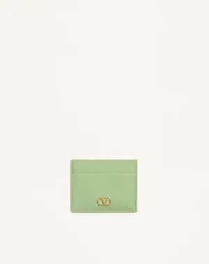 Valentino Garavani Vlogo Signature Grainy Calfskin Card Holder - Mint