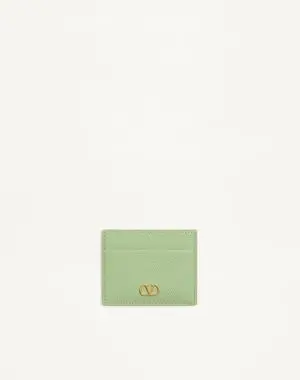 Valentino Garavani Vlogo Signature Grainy Calfskin Card Holder - Mint
