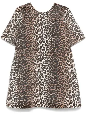 GANNI Leopard-print Denim Mini Dress