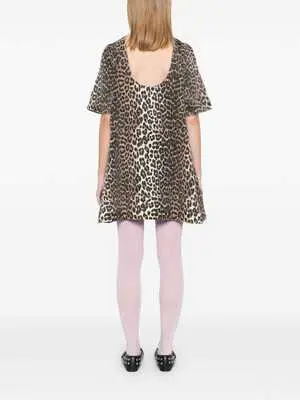 GANNI Leopard-print Denim Mini Dress