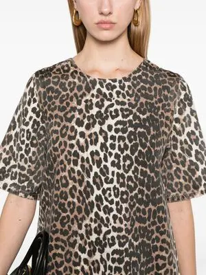 GANNI Leopard-print Denim Mini Dress