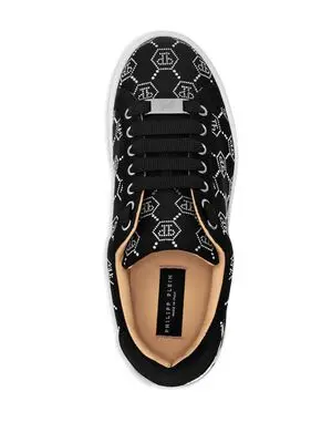 Philipp Plein Rhinestone-embellished Satin Sneakers - Black