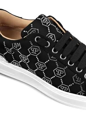 Philipp Plein Rhinestone-embellished Satin Sneakers - Black