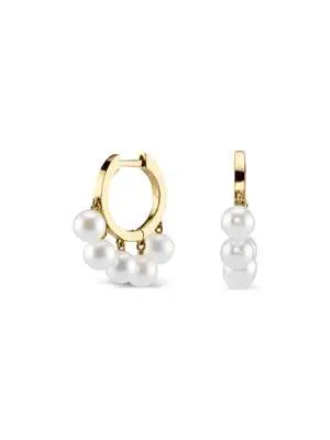 SYDNEY EVAN 14kt Yellow Pearl Drop Hoop Earrings