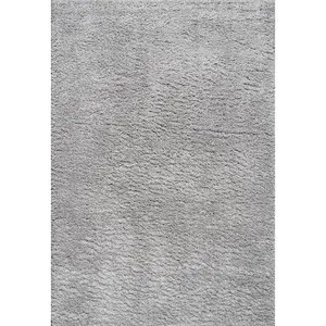 JONATHAN Y Groovy Solid Shag Area Rug Light Gray