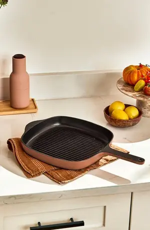 CARAWAY 10.5-inch Enameled Cast Iron Grill Pan - Charcoal