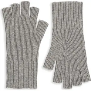 Vince Fingerless Wool & Cashmere Gloves - Heather Grey