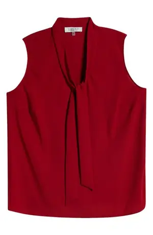 KASPER Sleeveless Tie-neck Top - Fire Red