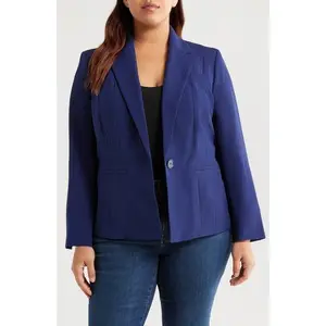 KASPER Paneled One-button Blazer - Kasper Navy
