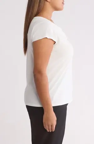 KASPER Cap Sleeve Cowl Neck Top - Vanilla Ice