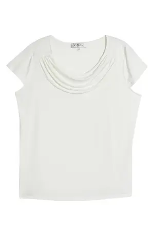 KASPER Cap Sleeve Cowl Neck Top - Vanilla Ice