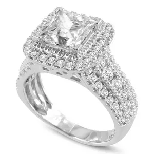 LUVMYJEWELRY Miroslava Princess Cut 3.85 Ct Diamond Engagement Ring - 14k White Gold